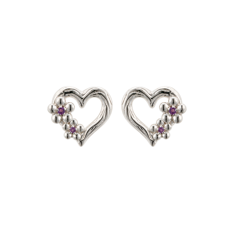 Hjerte øreringe med blomster sølv – elegant detalje