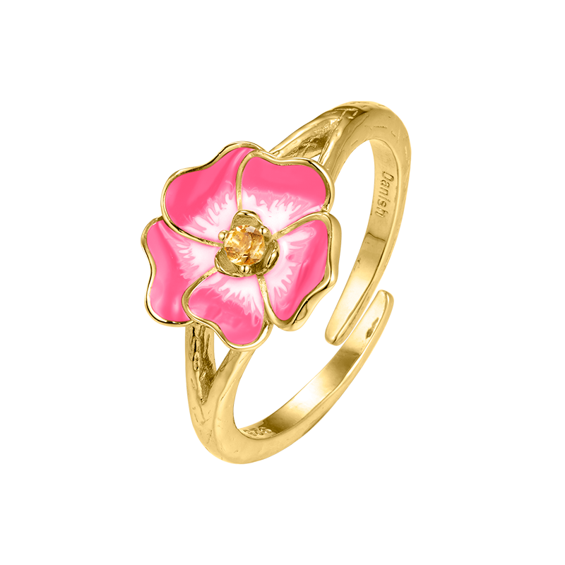 Stedmorblomst ring pink guldbelagt – unik stil